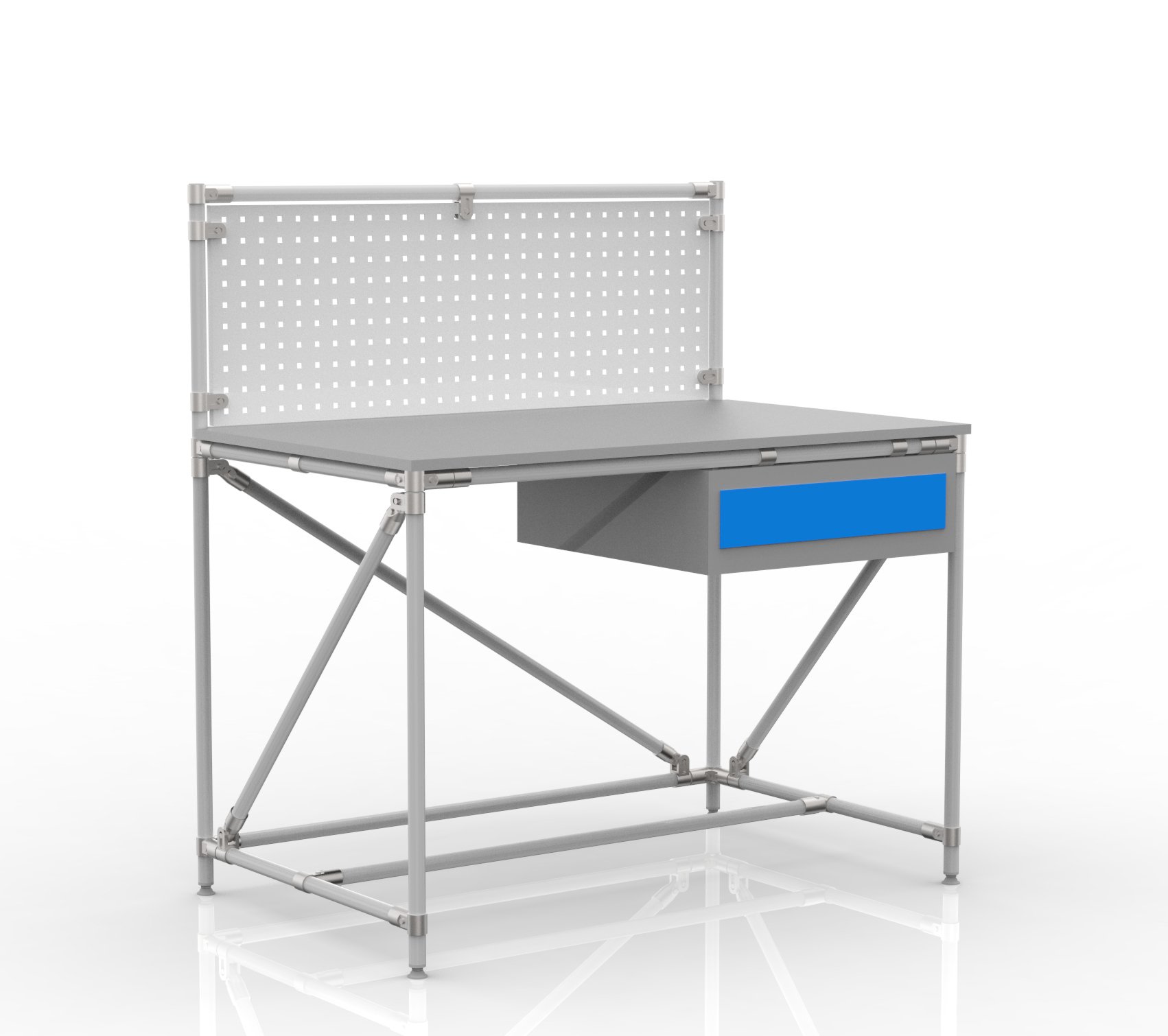 Workshop table from pipe system with perforated panel 240408313 (3 ...