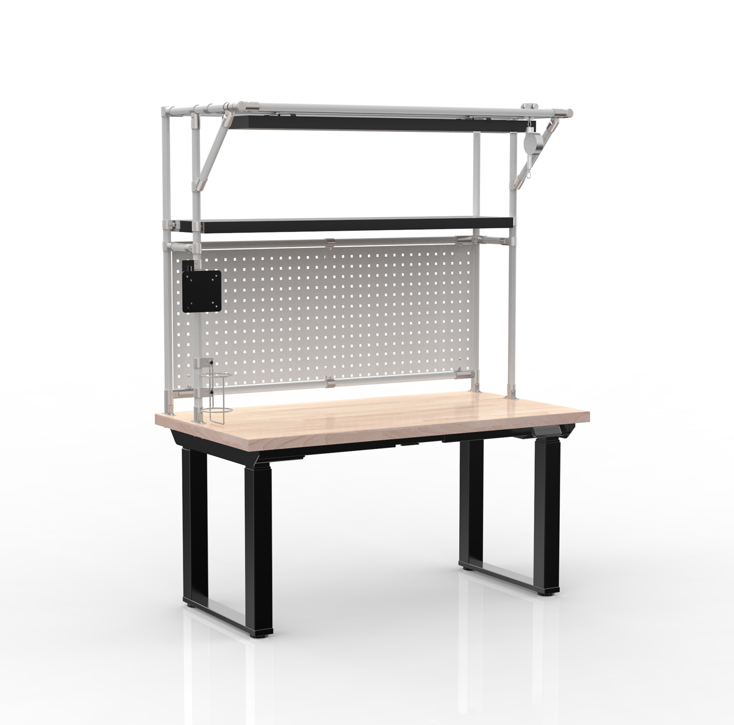 Massive work desk, Workshop desk with a massive top, Height-adjustable ...