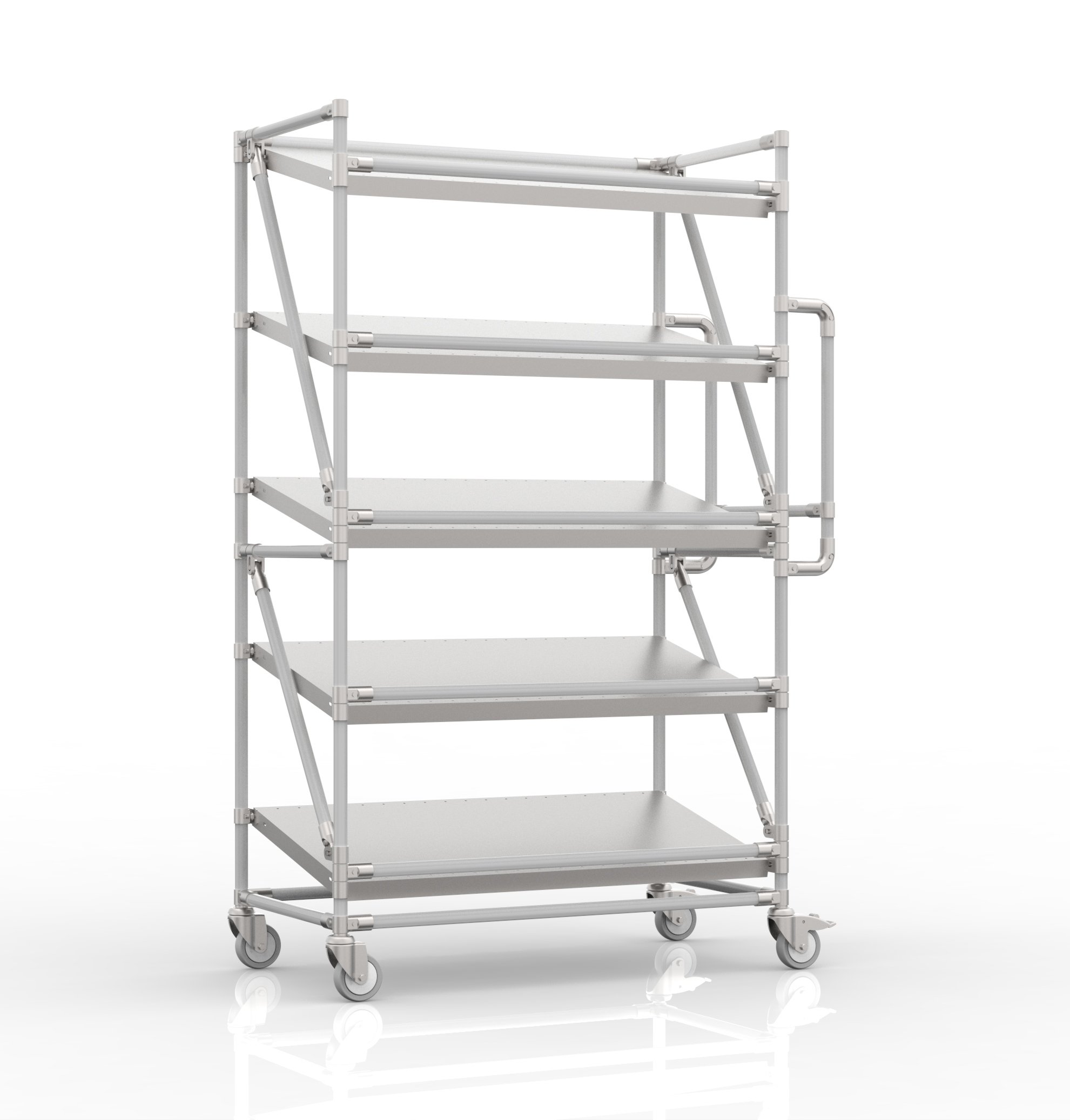 Shelving trolley for crates with inclined shelves 1000 x 500 mm ...