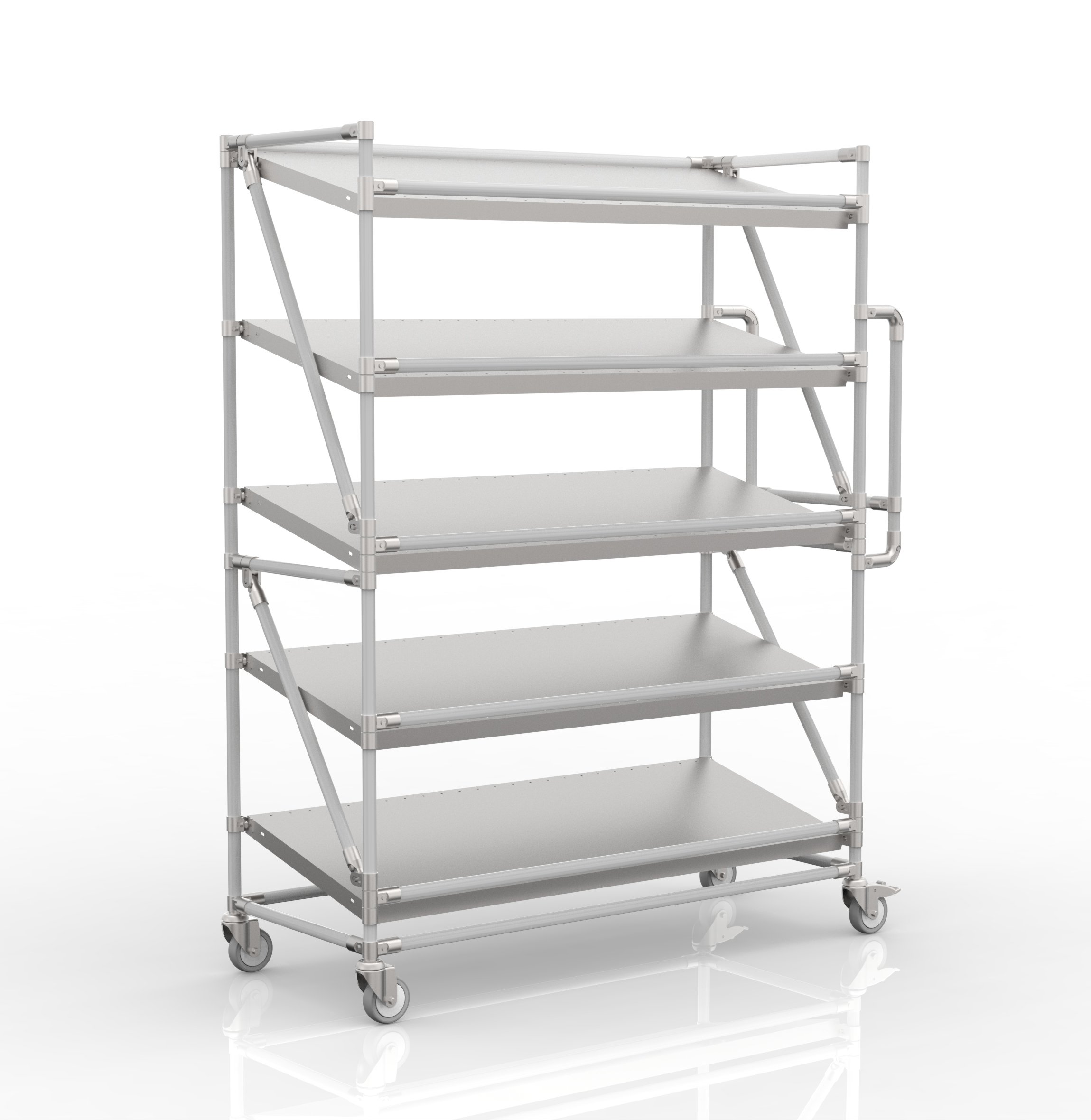 Shelving trolley for crates with slanted shelves 1300 mm wide, SP13050 ...