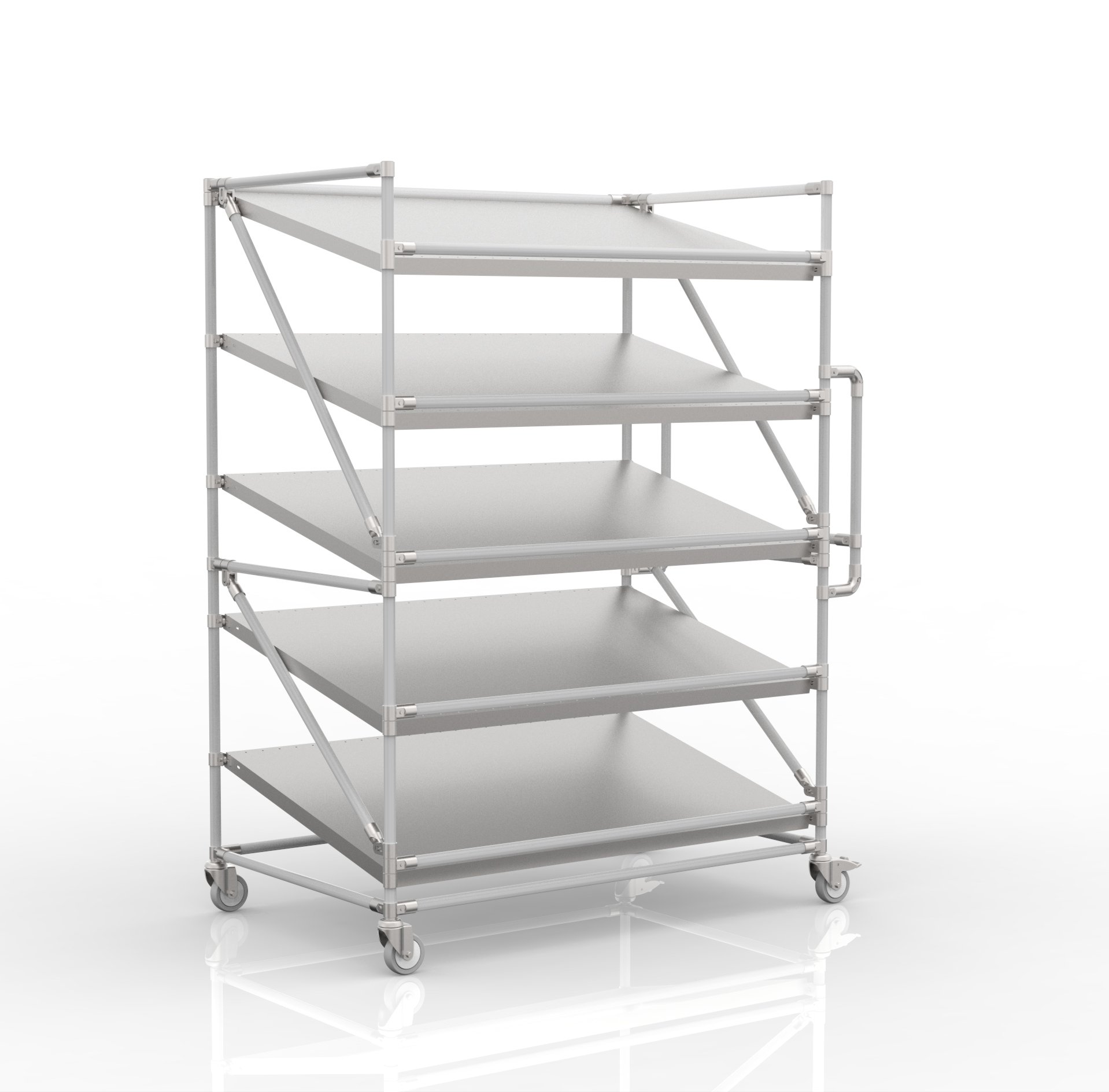 Shelving trolley for crates with slanted shelves 1300 mm wide, SP13080 ...