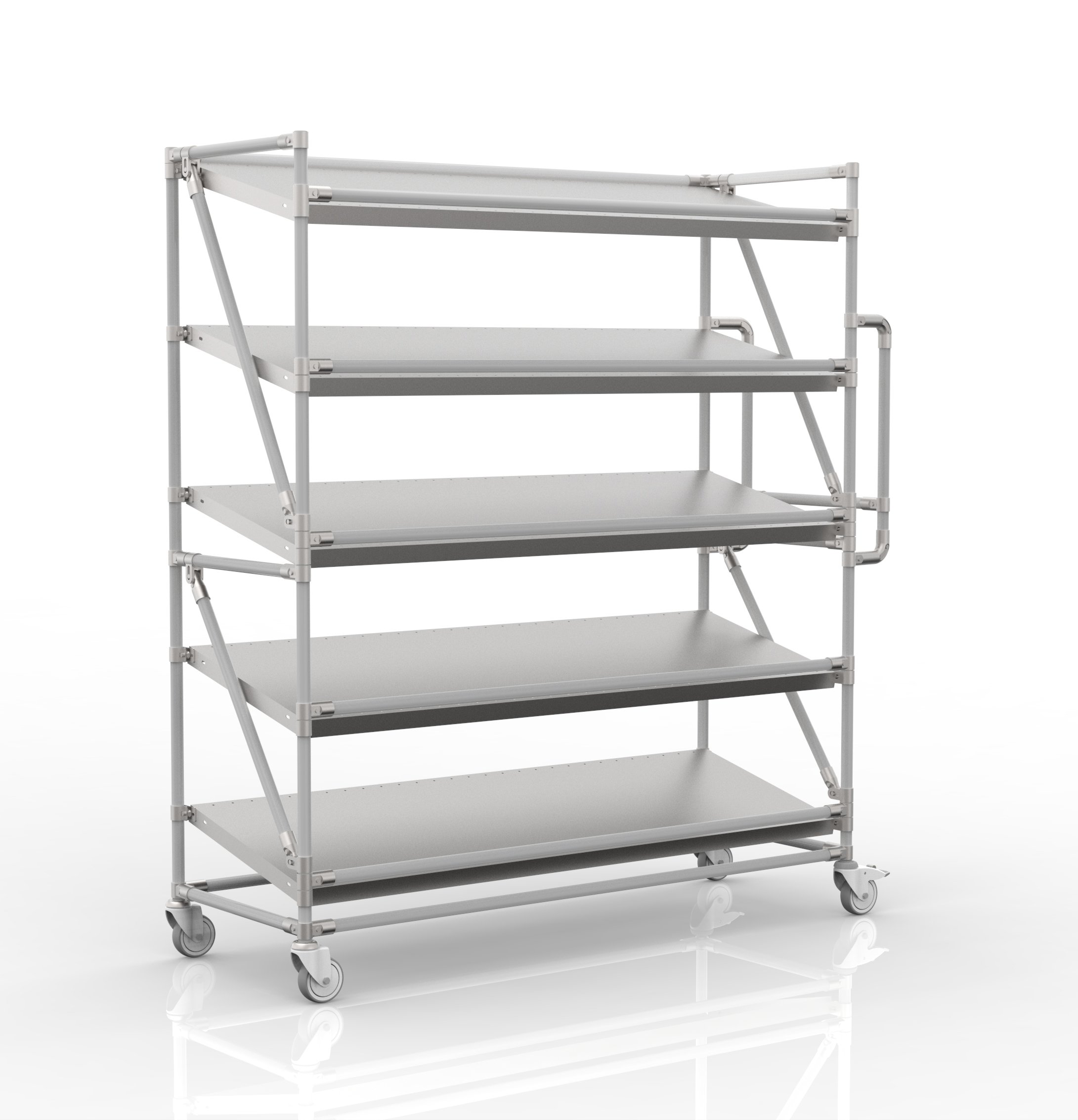 Shelving trolley for crates with inclined shelves 1500 mm wide, SP15050 ...