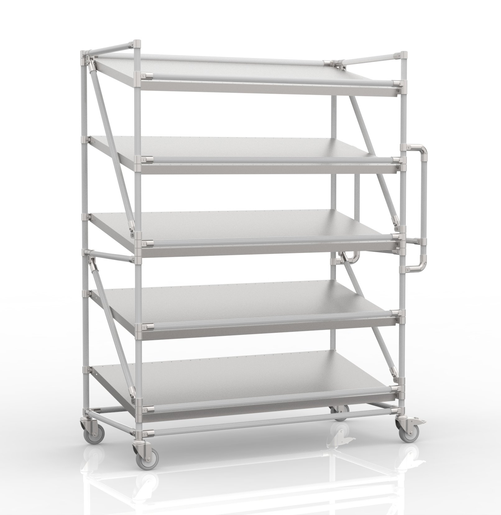 Shelving trolley for crates with inclined shelves 1300 mm wide, SP13060 ...