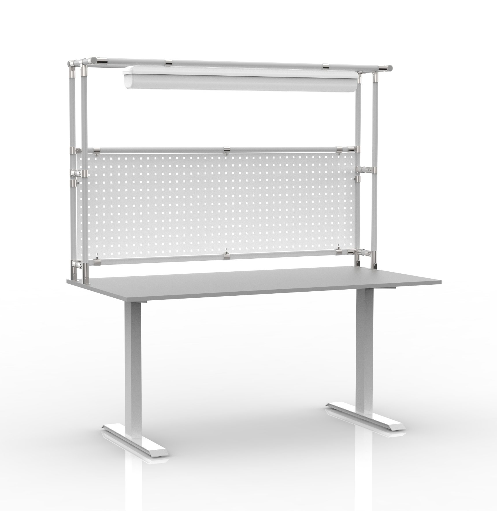 Electrically height-adjustable table with extension and perforated panel 24031130 | Enprag