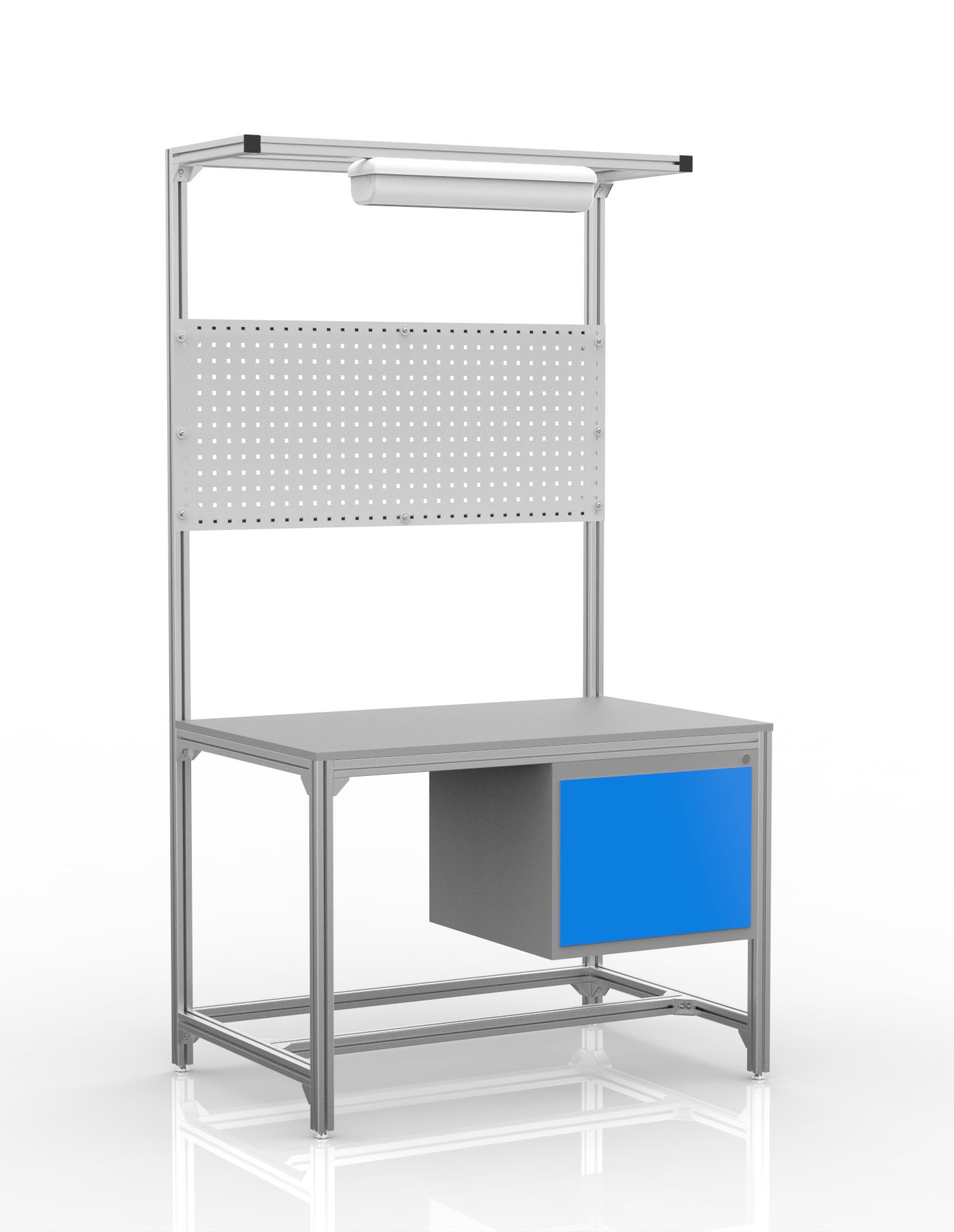 Workbench made of aluminum profiles, container with doors (various ...