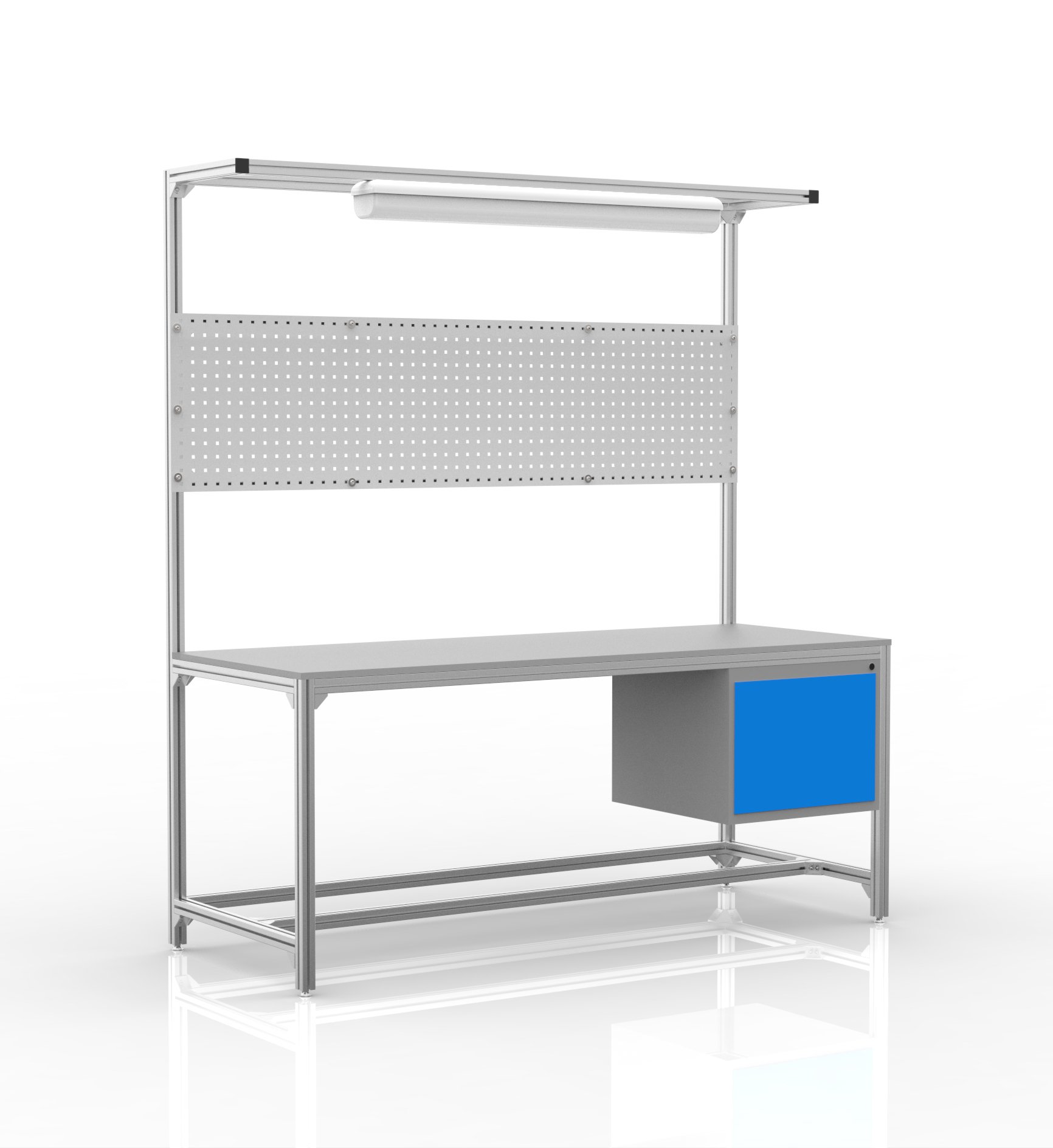 Workbench made of aluminum profiles, container with doors (various ...