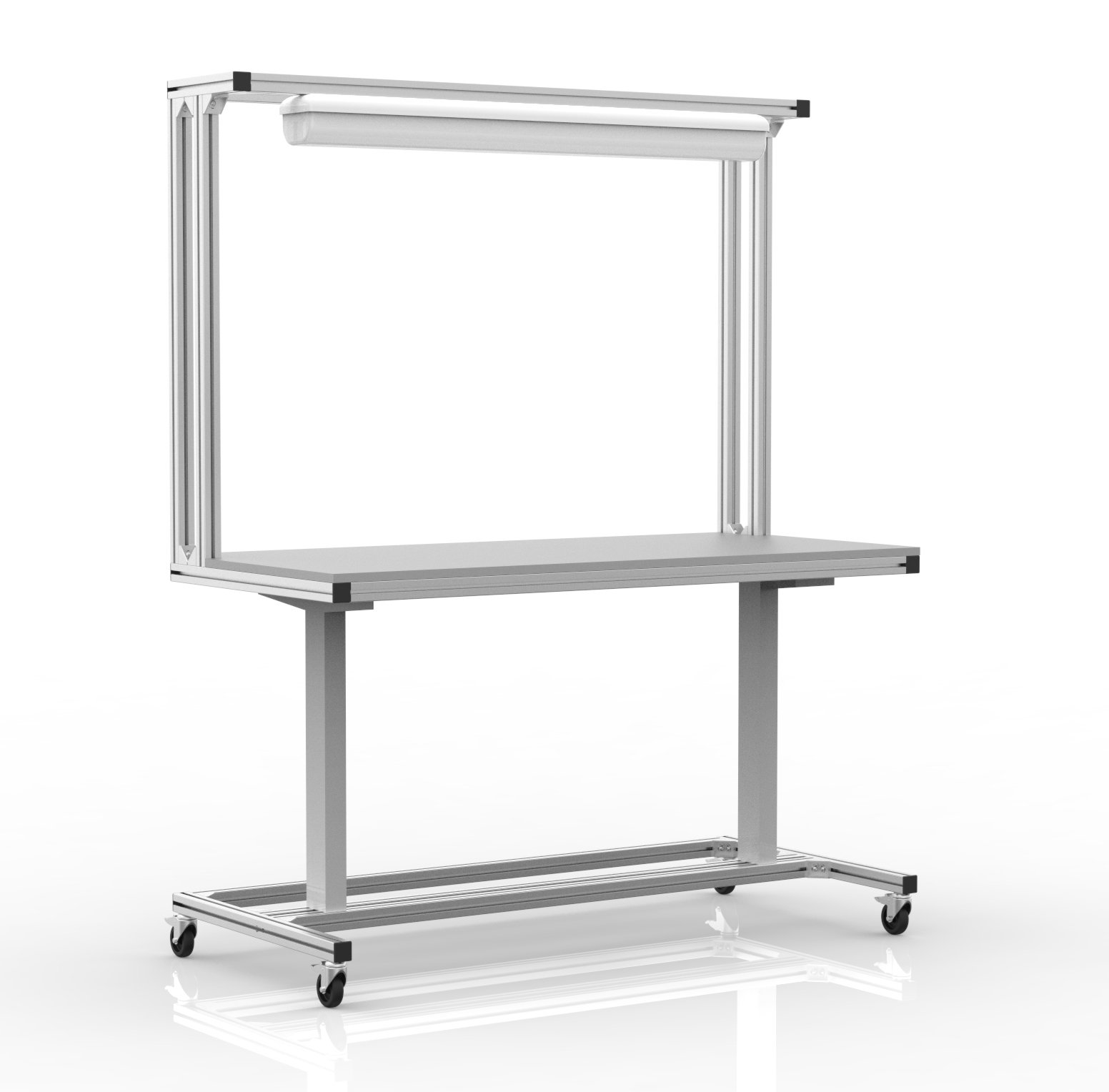 Height-adjustable electric table made of aluminum profiles with wheels, width 1500 mm, 24031232 ...
